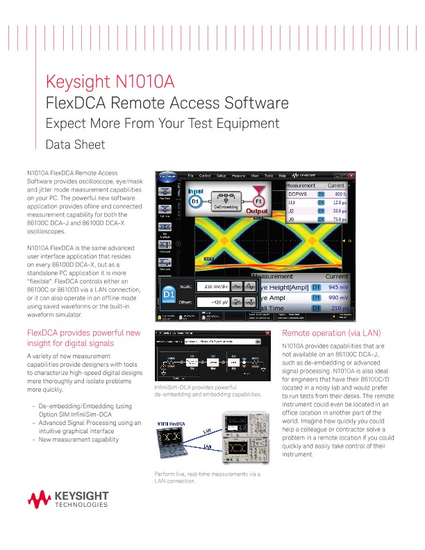 N1010A FlexDCA Remote Access Software PDF Asset Page | Keysight